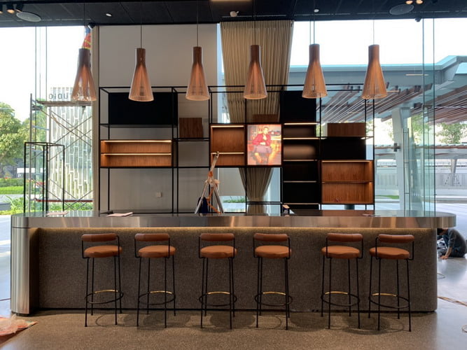 Bàn quầy bọc inox cho showroom xe Porsche - ASV CI CO., LTD